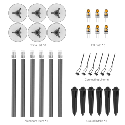 VENUS MANUFACTURING Low Voltage LED Pathway Lights 1.2W Outdoor Landscape Lighting 6 Pack 40 Lumen Landscape Path Lights 2700K for Lawn Patio Yard Walkway Driveway Pathway Garden