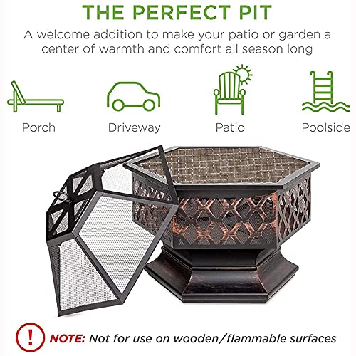 LEAYAN Garden Fire Pit Grill Bowl Grill Barbecue Rack Wood Burning Fire Pit Wood Burning Outdoor Fire Pits Garden 2 in 1 Fireplace for Bonfire Barbecue in The Wild with Grill Grate for Heating