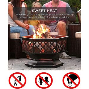 LEAYAN Garden Fire Pit Grill Bowl Grill Barbecue Rack Wood Burning Fire Pit Wood Burning Outdoor Fire Pits Garden 2 in 1 Fireplace for Bonfire Barbecue in The Wild with Grill Grate for Heating