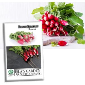 french breakfast radish seeds for planting, 200+ heirloom seeds per packet, (isla’s garden seeds), non gmo seeds, botanical name: raphanus sativus, great home garden gift