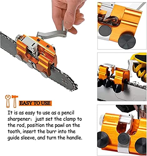 Chainsaw Chain Sharpening Jig - Chainsaw Sharpener Kit, Deluxe Chainsaw Sharpening, Suitable for All Kinds of Chain Saws and Electric Saws, for Lumberjack & Garden Worker（Golden）