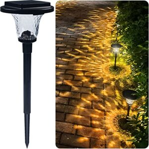 emblshnt vibrant garden solar lights outdoor waterproof, outdoor solar lights for yard, 2-pack solar flood lights outdoor, solar outdoor lights pathway lights solar powered(warm yellow & color)