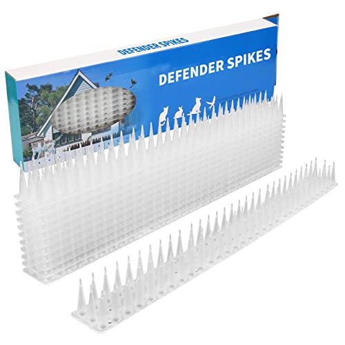 KKUYT Defender Spikes, 12 Pack Plastic Bird Spike, Outdoor Wall Cat Spikes Pigeon Spikes, 17 Feet Security Fence Spikes Anti-Theft Climb Strips for Roof, Railing (Clear-12 PCS)…