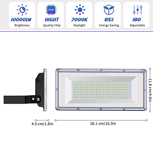 YIBEYYDS LED Flood Light 100W, 10000ML 7000K Super Bright Led Stadium Lights, Led Stadium Flood Lights Adjustable Lighting Angle, IP67 Waterproof LED Flood Light Outdoor for Garden,Lawn,Yard,Stadium