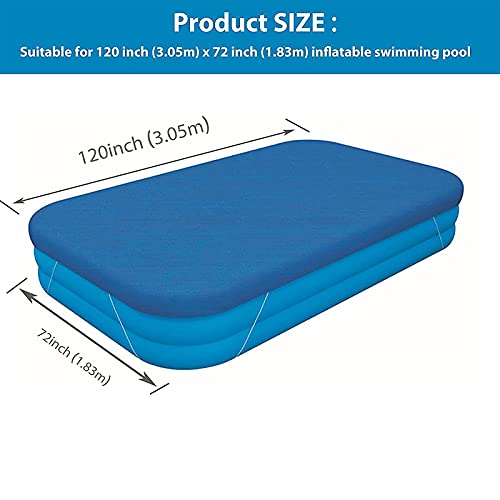 Yoruii Swimming Pool Cover Rectangular 120x72x22 inch Inflatable Pool Cover Cloth Dustproof Rainproof Waterproof Square Swimming Pool Cover for Garden Outdoor Paddling Family Pools Protector 1pack