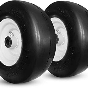 New 11x4.00-5 Flat Free Smooth Tire w/Steel Wheel for Zero Turn Lawn Mower Garden Tractor -hub Length 3"-5" - Bore ID 5/8" 114005 (2)