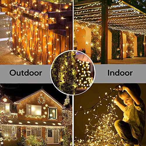 Decorative String lights FULLBELL 72.2 Feet 200 LED Fairy Lights 5V USB Powered Supply with Multi Lighting Modes Controller for Chirstmas, Party, Wedding, Outdoor Garden and Kid's Bedroom (Warm White)