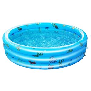 asteroutdoor kids inflatable swimming pool 3 rings round pools baby ball pit paddling pool for toddler/kiddie/girl/boy, indoor&outdoor water game play center for garden, blue, 59″ x 16″