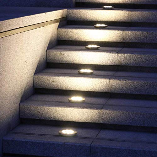 Aogist 4 Packs Solar Ground Lights,8 LED Garden Lights Patio Disk Lights In-Ground Outdoor Landscape Lighting for Lawn Patio Pathway Yard Deck Walkway