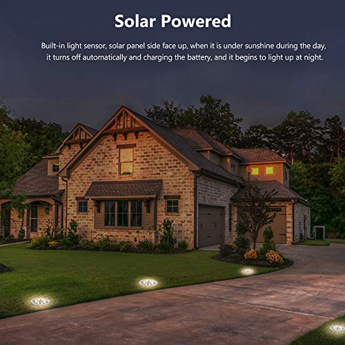 Aogist 4 Packs Solar Ground Lights,8 LED Garden Lights Patio Disk Lights In-Ground Outdoor Landscape Lighting for Lawn Patio Pathway Yard Deck Walkway