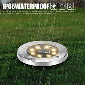 Aogist 4 Packs Solar Ground Lights,8 LED Garden Lights Patio Disk Lights In-Ground Outdoor Landscape Lighting for Lawn Patio Pathway Yard Deck Walkway