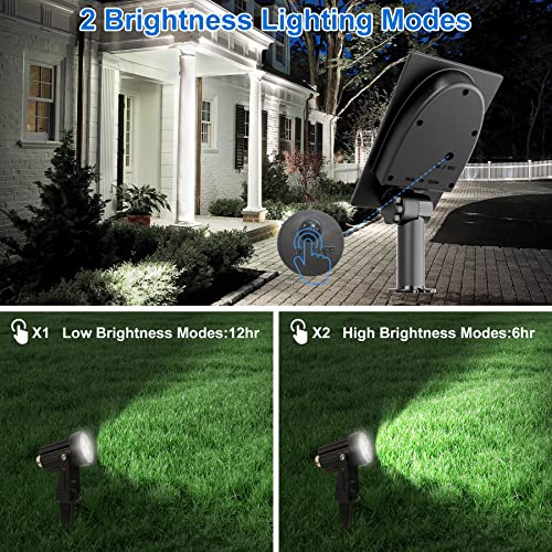 CREPOW Solar Spot Lights Outdoor, Solar Landscape Spotlights IP65 Waterproof 9.8ft Cable, Auto On/Off Outdoor Wall Lights for Garden Yard Driveway Porch Walkway Pool 6000K White 2 Pack