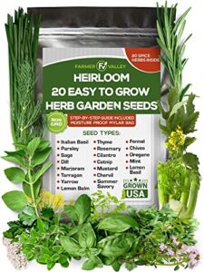 20 most needed spice seeds for home gardening – kitchen & culinary herb plant seeds for indoor, outdoor, and hydroponic growing, including basil, parsley, rosemary, mint & more