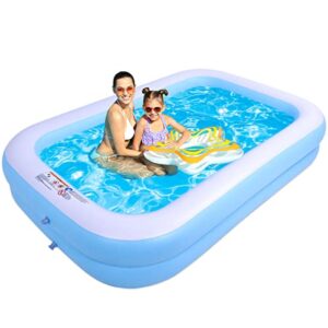 inflatable blow up kiddie pool family swimming pool family full size rectangular pool paddling water splashing ball pool for kids toddler adult for outdoor garden backyard, 103″ x 69″ x 20″