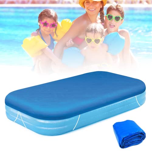 Rectangle Pool Cover, Easy Set Up Rectangle Inflatable Swimming Pool Cover Dustproof Pools Protector, Fits 102 in x 67 in Frame Pool and Solar Pool Cover for Garden Outdoor Pools Cover(8.5ft X 5.6ft)