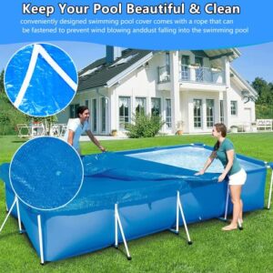 Rectangle Pool Cover, Easy Set Up Rectangle Inflatable Swimming Pool Cover Dustproof Pools Protector, Fits 102 in x 67 in Frame Pool and Solar Pool Cover for Garden Outdoor Pools Cover(8.5ft X 5.6ft)