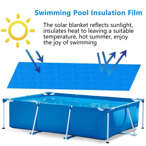 Rectangle Pool Cover, Easy Set Up Rectangle Inflatable Swimming Pool Cover Dustproof Pools Protector, Fits 102 in x 67 in Frame Pool and Solar Pool Cover for Garden Outdoor Pools Cover(8.5ft X 5.6ft)