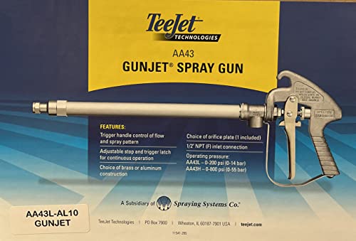 Teejet Aluminum GunJet Spray Gun; 200 PSI, 7.1 GPM