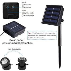 AVEKI Solar LED Landscape Spotlight,Waterproof 6 LEDs Pond Light Underwater Light Adjustable Lighting Angle,Security Lighting Dark Sensing Auto On/Off for Outdoor Garden Courtyard Lawn Fish Tank Pool