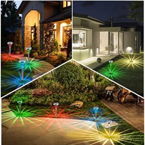 Solar Pathway Lights 6 Pack - Glass Steel Color Changing Solar Lights Outdoor, Bright Waterproof Landscape Lights,LED Outside Solar Powered Garden Lights for Yard Walkway Lawn Path Patio, Auto On/Off