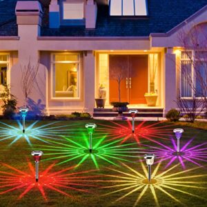 Solar Pathway Lights 6 Pack - Glass Steel Color Changing Solar Lights Outdoor, Bright Waterproof Landscape Lights,LED Outside Solar Powered Garden Lights for Yard Walkway Lawn Path Patio, Auto On/Off