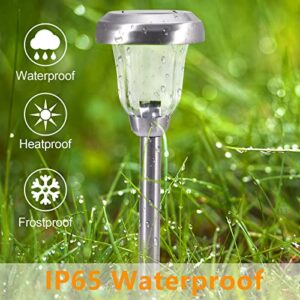 Solar Pathway Lights 6 Pack - Glass Steel Color Changing Solar Lights Outdoor, Bright Waterproof Landscape Lights,LED Outside Solar Powered Garden Lights for Yard Walkway Lawn Path Patio, Auto On/Off