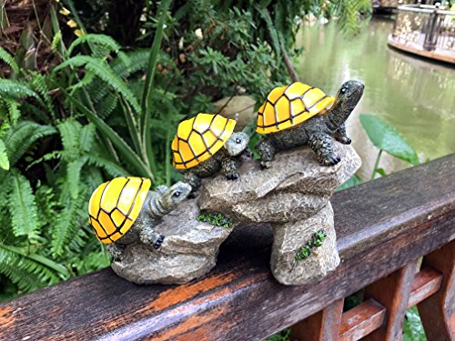 Bo-Toys Solar Powered Turtles on Log Outdoor Accent Lighting LED Garden Light Decor