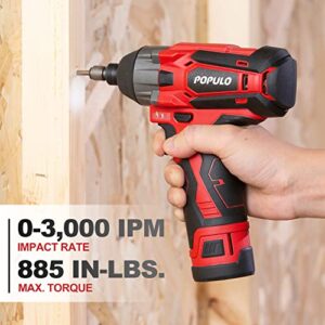 12V Cordless Power Tool Combo Kits, 3-1/2" Brushless Electric Mini Chainsaw, 3/8" Power Drill Driver, 1/4" Impact Driver Set with 2Pcs 2.0Ah Lithium Batteries for Household Projects and DIY (3-Tool)