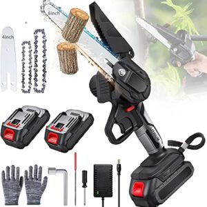 Mini Chainsaw Cordless with Battery 6-inch and 4-inch 24V 2-in-1 Mini Electric Chainsaw Set 22000rpm Speed, Portable Chainsaw, Electric for Secateurs,Pruning Shears,Wood Cutting