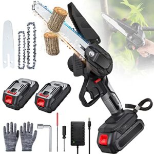 Mini Chainsaw Cordless with Battery 6-inch and 4-inch 24V 2-in-1 Mini Electric Chainsaw Set 22000rpm Speed, Portable Chainsaw, Electric for Secateurs,Pruning Shears,Wood Cutting