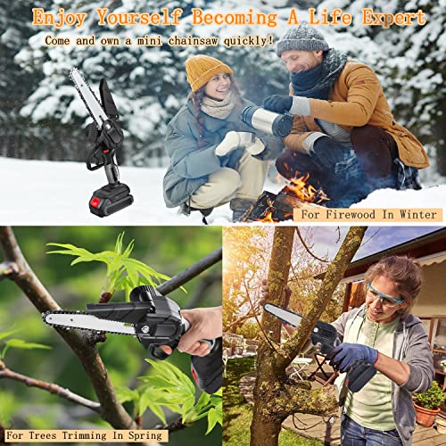 Mini Chainsaw Cordless with Battery 6-inch and 4-inch 24V 2-in-1 Mini Electric Chainsaw Set 22000rpm Speed, Portable Chainsaw, Electric for Secateurs,Pruning Shears,Wood Cutting