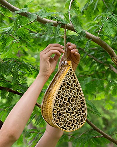 SunVara Mason Bee House for Pollinating Bees Wild Pollinator Mason Bee Brick Tubes Habitat Garden Supplies Bee Boxes Hanging Bee Box Hotel (1)