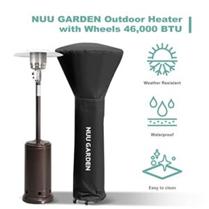 Nuu Garden 46000 BTU Outdoor Propane Gas Heater, Stainless Steel Outdoor Heater with Waterproof Heater Cover and Wheels, Propane Heater, CSA Certification for Patio, Parties, Garden, Brown