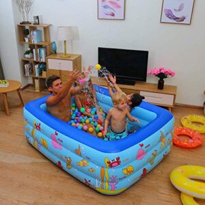 Inflatable Swimming Pool with Inflatable Soft Floor, 70" x 55" x 24" Blow Up Pool for Kids and Adults, Ocean World Kiddie Pool for Backyard, Garden, Outdoor, Party