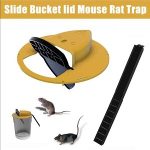 Mouse Trap Bucket, Auto-Reset Flip and Sliding Bucket Lid Mousetrap, Humanized Mousetrap, Mousetrap for Indoor Outdoor Garage Patio Coop, Compatible with 5 Gallon Buckets (2 Pack)