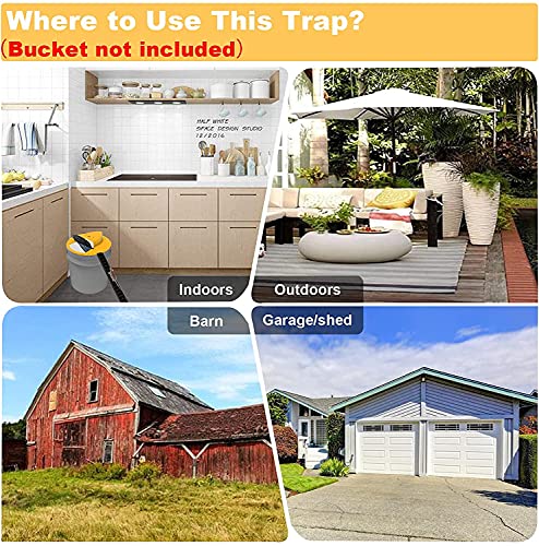 Mouse Trap Bucket, Auto-Reset Flip and Sliding Bucket Lid Mousetrap, Humanized Mousetrap, Mousetrap for Indoor Outdoor Garage Patio Coop, Compatible with 5 Gallon Buckets (2 Pack)