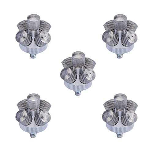 Fogland Misting Nozzle Cluster 5pcs with 25 Single 10/24unc thread Misting Nozzle 0.016" Orifice for patio garden outdoor misting cooling system