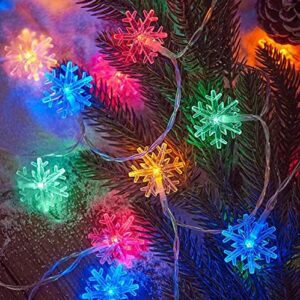 led snowflake waterproof indoor snow light outdoor lights 33ft 50 led lights for new year christmas party birthday wedding use in living room bedroom garden roof eaves colorful