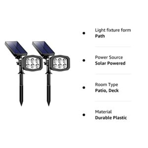 URPOWER Solar Lights Outdoor, Adjustable Solar Spot Lights Outdoor Spotlight 2-in-1 Waterproof Solar Landscape Lights Wall Light, Dusk-to-Dawn Solar Powered Light for Yard, Garden (Cool White, 2 Pack)