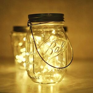 Solar Mason Jar Lights, 12 Pack 30 LED Waterproof Lid Light with Hangers (No Jar), Fairy Firefly Outdoor String Lights for Regular Mason Jar, Patio, Yard, Garden, Wedding Decoration (Warm White)