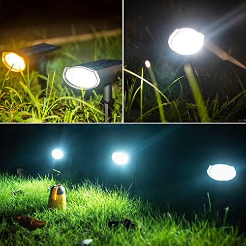 Solar Spot Lights Outdoor Waterproof IP68, Anxbbo 16 LED Solar Landscape Spotlights with 3 Light Modes, Dusk-to-Dawn Solar Powered Lights for Yard, Garden, Fence, Pathway - 2 Pack(Cool White)