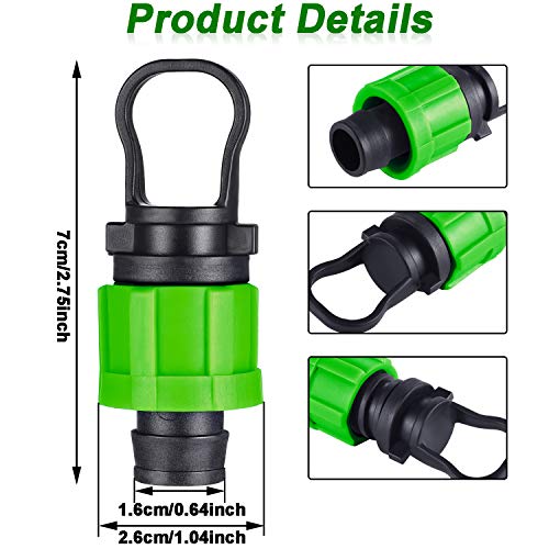 Hotop 12 Pieces Drip Irrigation Tubing End Cap Plug 1/2 Inch Universal End Cap Fitting, Compatible with 16-17mm Drip Tape Tubing Sprinkler System (Green)