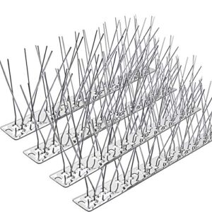 pangch bird spikes for pigeons small birds,stainless steel bird spikes -no more bird nests & poop-disassembled spikes 10 strips 10.82 feet coverage