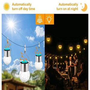 1Pc Hanging Solar Light Outdoor,Mini Cracked Glass Ball Lawn Solar Powered Pathway Outdoor Decorative Hanging Ball Light,for Garden,Yard,Patio,Tree,Holiday Party Decoration(White)