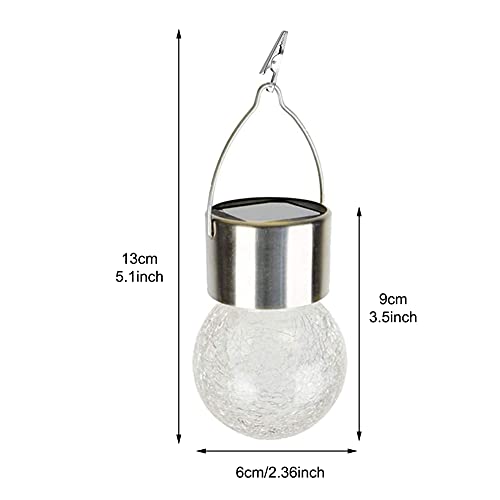 1Pc Hanging Solar Light Outdoor,Mini Cracked Glass Ball Lawn Solar Powered Pathway Outdoor Decorative Hanging Ball Light,for Garden,Yard,Patio,Tree,Holiday Party Decoration(White)