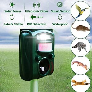 2023 Solar Ultrasonic in Repellent Defender Rat, Squirrel, Deer, Raccoon, Skunk, Rabbit, Mole, Dog, Cat, Waterproof with Motion Detector