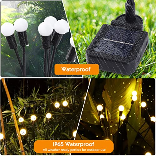 CCDobbs Solar Garden Lights, 6LED Solar Outdoor Lights, Starburst Swaying Light, Waterproof Path Lights Yard Patio Pathway Decoration Landscape Valentines Day Decor, Warm(4 Pack)