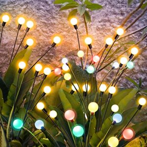 32lamp solar garden lights – solar powered firefly lights, 4pack solar swaying lights, solar outdoor lights,garden lights solar powered waterproof, yard patio pathway decoration, warm /gradual color