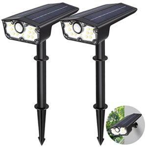 bright solar spot lights outdoor motion sensor,3 modes solar motion sensor outdoor lights,waterproof solar lights outdoor,led garden landscape spotlights for yard pathway driveway walkway wall(2pack)