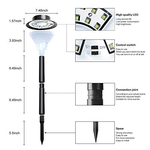 Solar Pathway Lights Outdoor,High Lumens Landscape Path Lights,IP65 Waterproof Auto On/Off White Solar Driveway Light,Long Lasting LED Solar Walkway Back Yard Lights for Garden Lawn Patio Walkway-2PCK